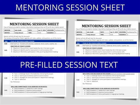 Mentoring Session Template Career Mentorship Worksheet Session