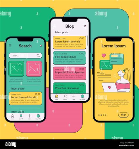 Colored Mobile App Ui Mockup Template Vector Stock Vector Image And Art Alamy