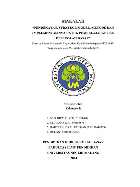 Makalah Kelompok 1 Pendekatan Strategi Model Dan Metode Dan
