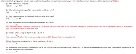 Solved A Horizontal Block Spring System With The Block On A Chegg Com