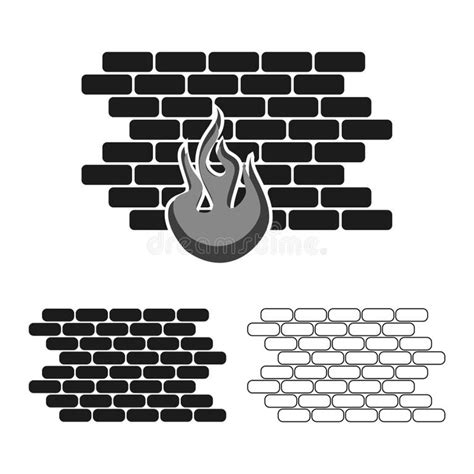 Firewall Symbol Icon Brick Wall With Flame Security Protection