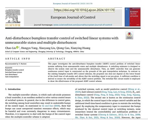 Anti Disturbance Bumpless Transfer Control Of Switched Linear Systems