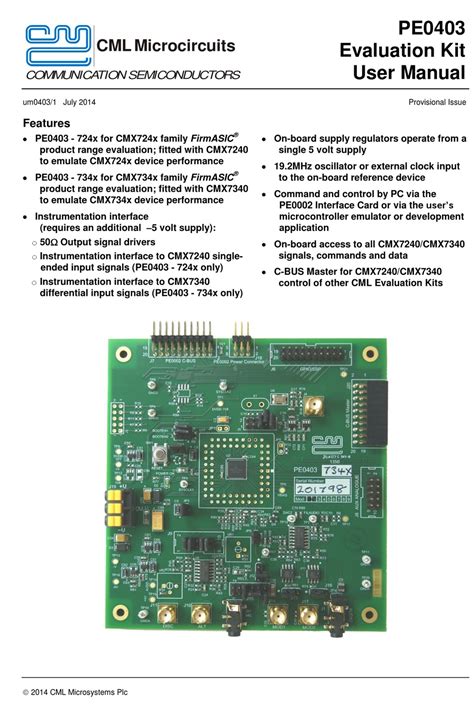 Cml Microcircuits Pe0403 User Manual Pdf Download Manualslib