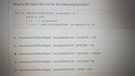 What Is The Type Inferred For The Following Function