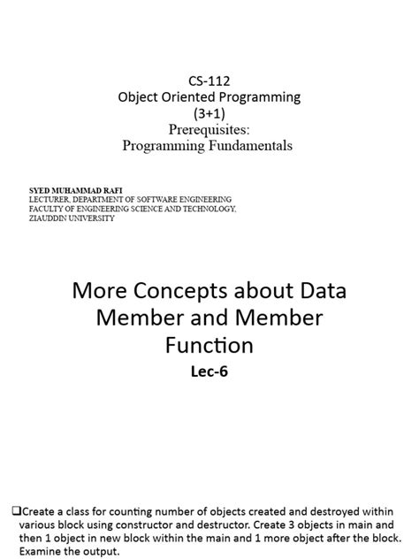 Oop Lec 6 More Concepts About Data Member And Member Function Pdf Class Computer