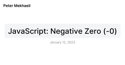 Javascript Negative Zero 0