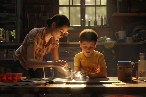 Premium Photo Mother And Son Having A Diy Project