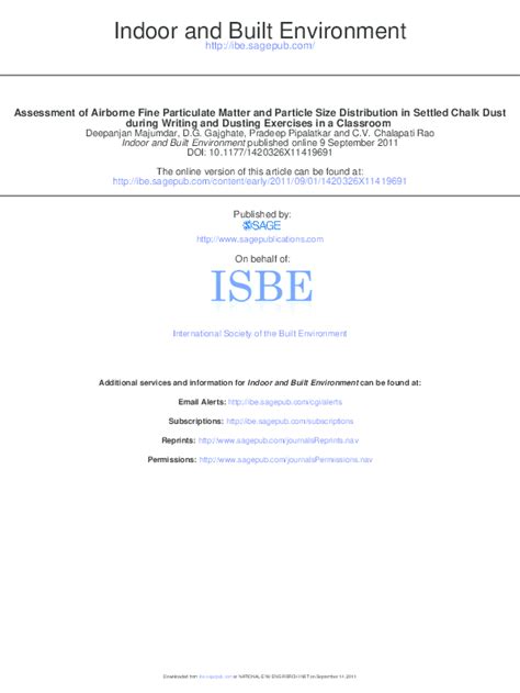 Pdf Assessment Of Airborne Fine Particulate Matter And Particle Size Distribution In Settled