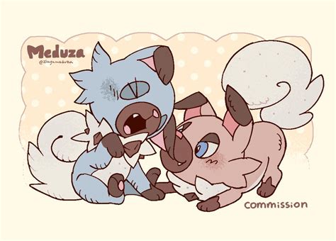 Zlayameduza Rockruff Nintendo Pokemon Biting Ear Commission Alternate Color Artist Name