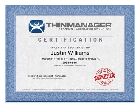 I Have Recently Complete Rockwell Automations Thinmanager Training… Justin Williams