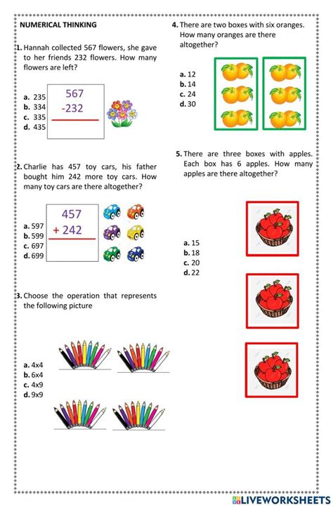 Test First Grade Interactive Worksheet Mixed Word Problems Worksheets Word Problems