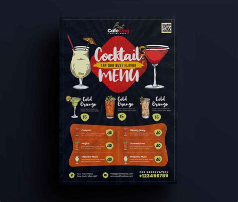 Free Cocktail Menu Template Psd