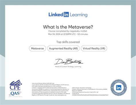 Just Finished The Course “what Is The Metaverse” Nagababu Molleti