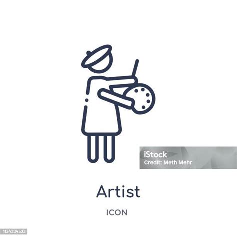 작업 이익 개요 컬렉션에서 선형 아티스트 아이콘입니다 얇은 라인 아티스트 아이콘 흰색 배경에 고립입니다 예술가 유행 삽화 날씬한에 대한 스톡 벡터 아트 및 기타 이미지