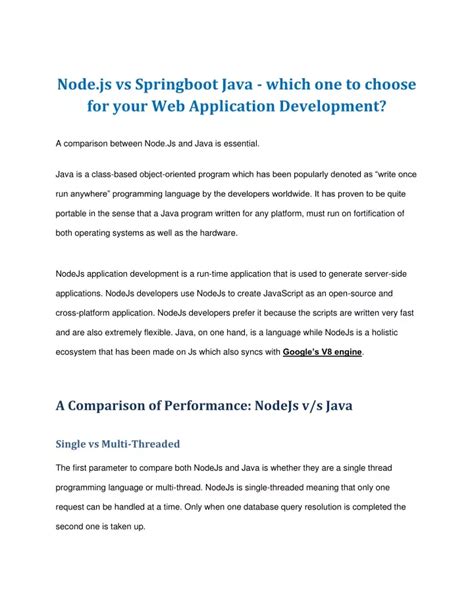 ppt node js vs springboot java which one to choose for your web
