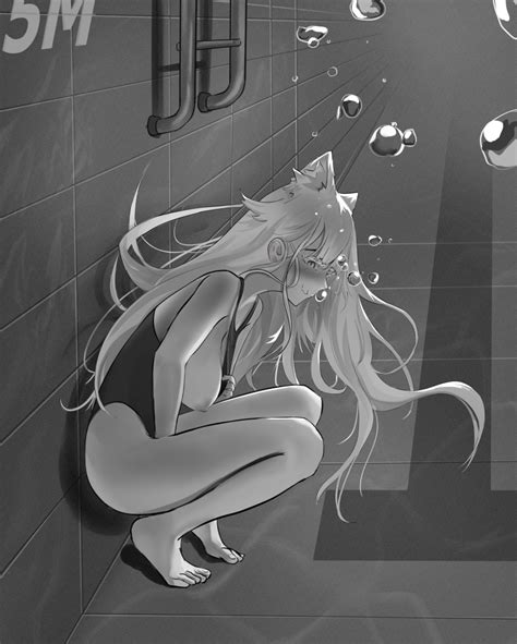 Rule 34 Air Bubbles Cat Ears Marima666 Artist Masturbation Smiling Swimming Swimsuit