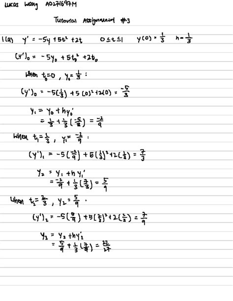 Ce2407 B Tutorial Assignment 3 Lucas Wang A02697m Tutorial Assignment 9 Y 5y 5th 2