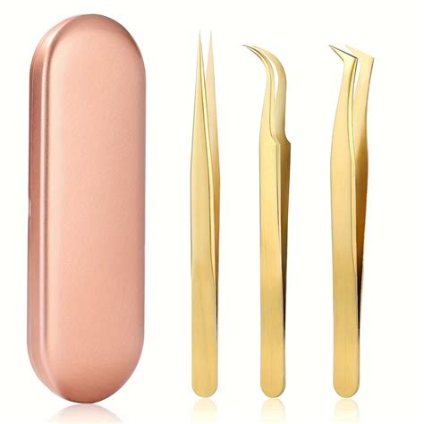 High Precision Lash Tweezers Set Includes 3 Stainless Steel Eyelash