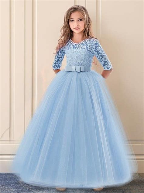 Белое длинное вечернее платье для девочек подростков с длинным рукавом Девочки На любой сезон