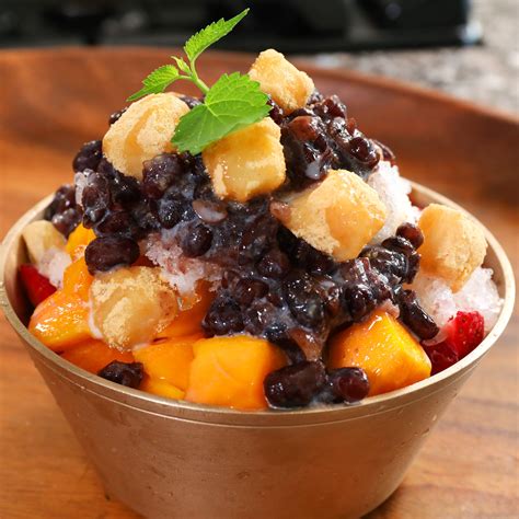 Patbingsu Shaved Ice With Sweet Red Beans And Fruit Recipe By Maangchi