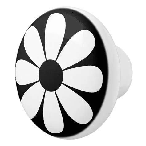 Black And White Daisy Ceramic Knob Zazzle