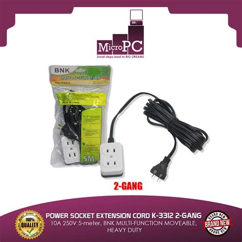 Power Socket Extension Cord K 3312 2 Gang 10a 250v 5 Meter Bnk Multi Function Moveable Heavy