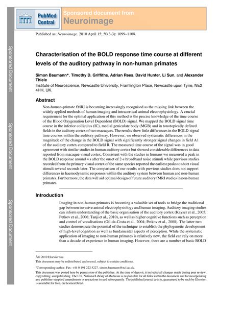 Pdf Characterisation Of The Bold Response Time Course At Different