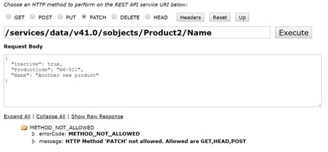 Rest Api Trying To Upsert Product Method Not Allowed Salesforce Stack Exchange