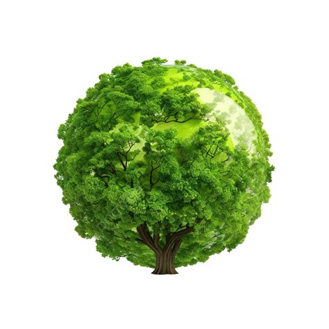 Tree In The Green Globe Isolate Png File Earth Environment Nature