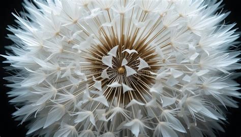 Detailed Dandelion Seed Head Close Up Against Dark Background Texture Stock Illustration