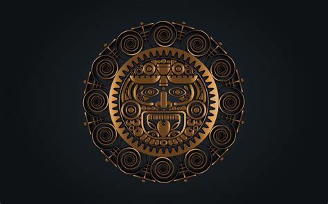 Sacred Mayan Sun God And Aztec Calendar
