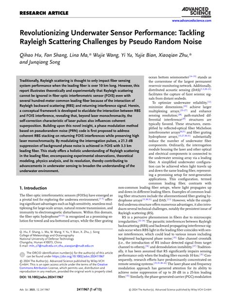 Pdf Revolutionizing Underwater Sensor Performance Tackling Rayleigh