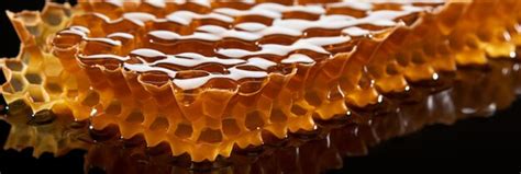 Golden Honey And Detailed Honeycomb Abstract Background With Copyspace For Text And Branding