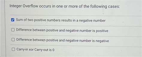 Solved Integer Overflow Occurs In One Or More Of The