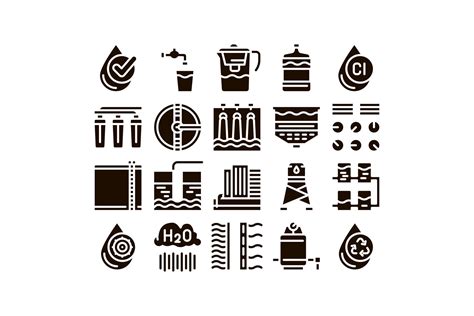 Water Treatment Items Glyph Icons Set Vector By Pikepicture TheHungryJPEG
