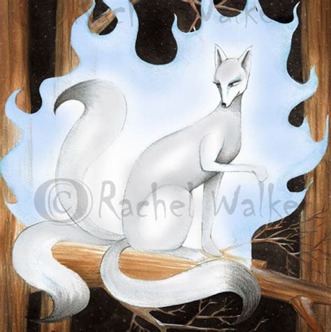 Kitsune Japanese Fox Spirit Yokai Demon Fire Three Tails Nine