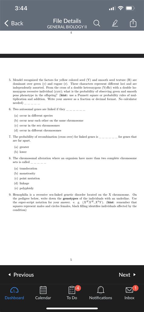 Solved 10 A Genomic Alteration Where A Whole Chromosome