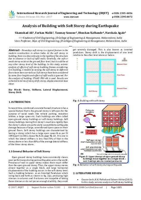 Pdf Analysis Of Building With Soft Storey During Earthquake