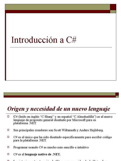Introduccion C Pdf C Sharp Lenguaje De Programación Lenguaje De Programación