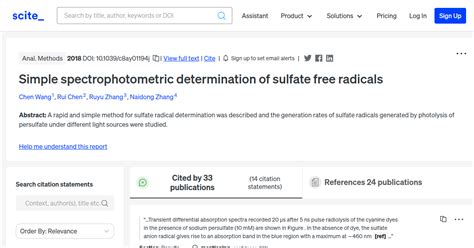 Simple Spectrophotometric Determination Of Sulfate Free Radicals