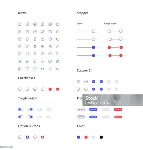 벡터 최소한의 아이콘 및 인터페이스 요소 집합입니다 Gui 템플릿 그래픽 사용자 인터페이스에 대한 스톡 벡터 아트 및 기타 이미지 그래픽 사용자 인터페이스 조립식 완구