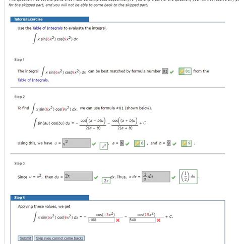 Solved Use The Table Of Integrals To Evaluate The Integral