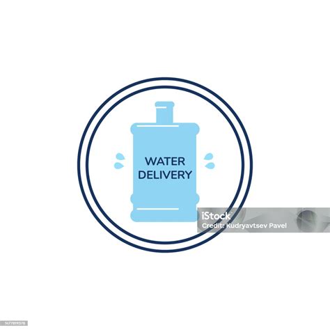 물 배달 아이콘 흰색 배경에 격리된 평면 벡터 그림 깨끗하고 정화 된 물 배달 서비스 기호입니다 플라스틱 물병 또는 갤런이 있는 둥근 아이콘 가정 생활에 대한 스톡 벡터