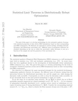 Statistical Limit Theorems In Distributionally Robust Optimization DeepAI