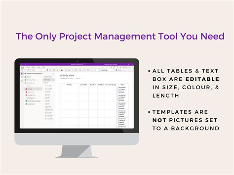 Onenote Project Management Template Optimized For Desktop Etsy