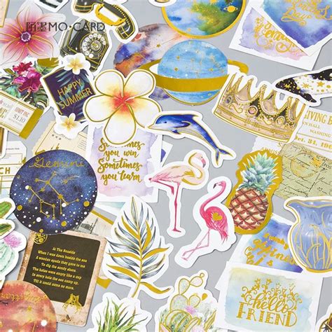 24 Pcspack Stationery Stickers Retro Bronzing Planet Diary Planner