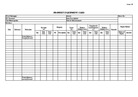 Property Equipment Card Pdf