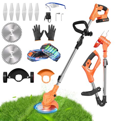 Cordless Wacker Electric Weed Eater Battery Powered Foldable 2 In 1 Lightweight Stringless