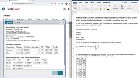 Linear Regression In Statcrunch Youtube