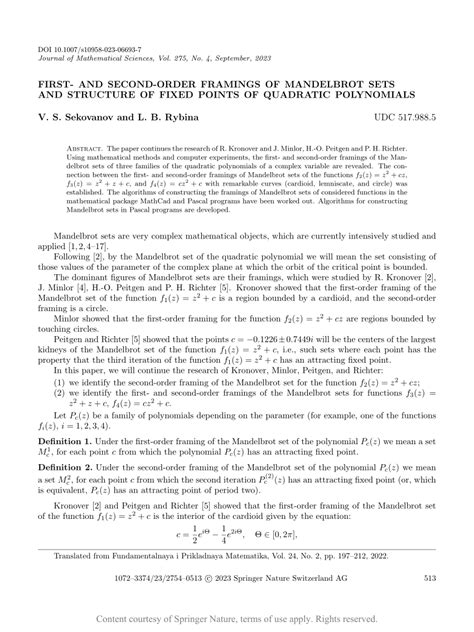 First And Second Order Framings Of Mandelbrot Sets And Structure Of